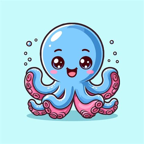 귀여운 문어 만화 일러스트레이션 프리미엄 벡터