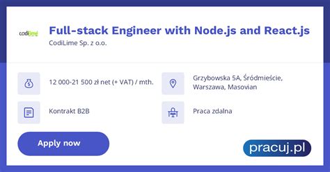 oferta pracy full stack engineer with node js and react js codilime sp