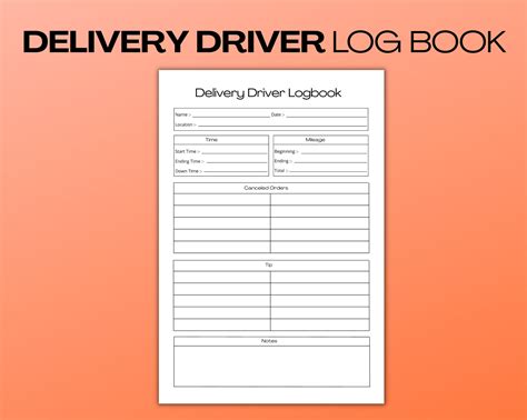 Delivery Driver Log Book Printable Log To Track Deliveries Accurately