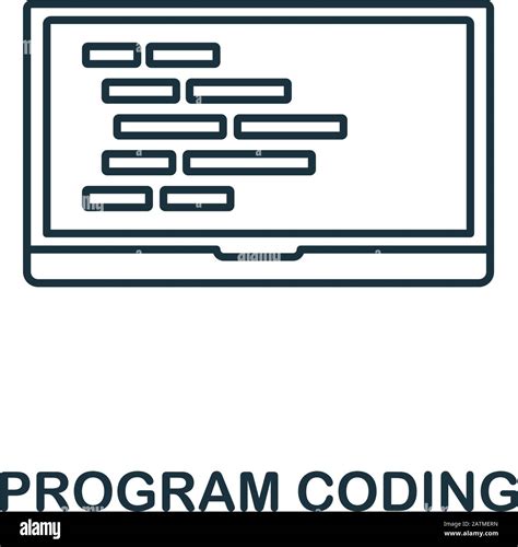 Laptop Coding Line Icon Thin Design Style From Programmer Icon