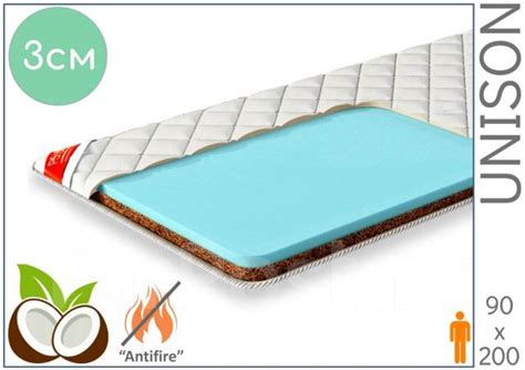 Наматрасник - топпер Soft Cocos 90х200х3см с кокосом и мягкой пеной ...