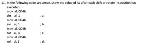 Solved 11. In the following code sequence, show the value of | Chegg.com