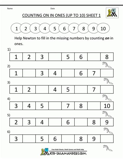 Counting Kindergarten Math Worksheet Printable Pdf Template