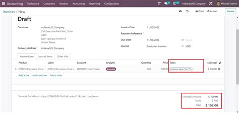 how to calculate indiana usa sales tax in odoo 16 accounting