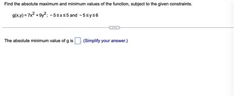 Solved Find The Absolute Maximum And Minimum Values Of The Chegg