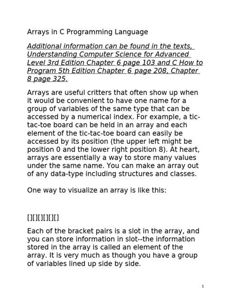 Arrays In C Programming Language Pdf String Computer Science Data Type