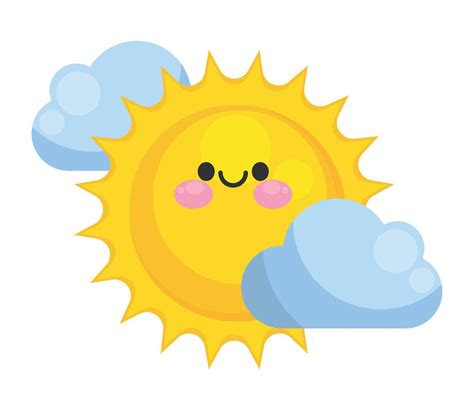Sun And Clouds Kawaii Sky 16754530 Vector Art At Vecteezy