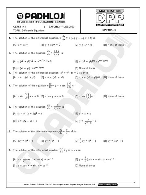 De Dpp 5 Pdf Differential Calculus Mathematical Analysis