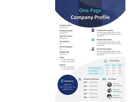 One Page Company Profile PowerPoint Presentation by Kridha Graphics on Dribbble