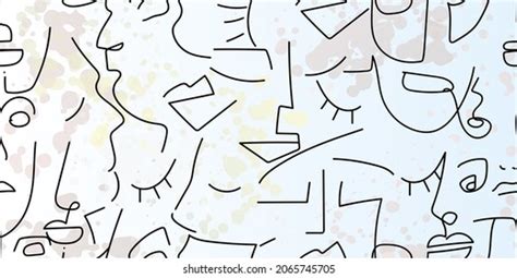 One Line Drawing Abstract Face Seamless Stock Vector Royalty Free 2280744033 Shutterstock