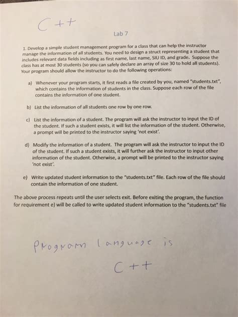 Solved Lab 7 1 Develop A Simple Student Management Program