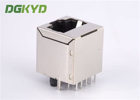 Customized Single Port Vertical Rj45 Modular Jack Pcb Mount Poe Ethernet Connector