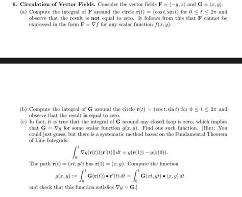 Solved Circulation Of Vector Fields Consider The Vector Chegg