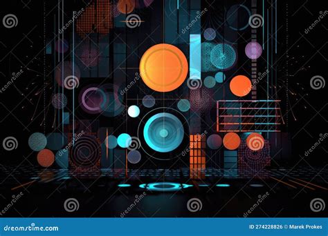 An Abstract Space Made Up Of Colorful Shapes And Objects Generative Ai Stock Illustration