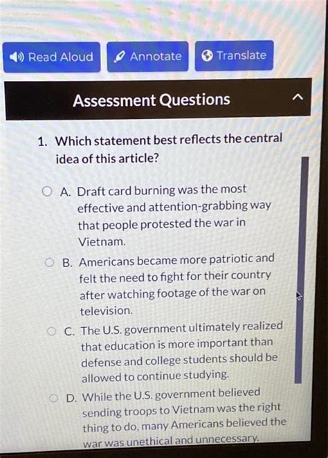 1 Which Statement Best Reflects The Central Idea Of