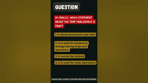 Oracle Temp Tablespace Whats Its True Purpose Oracledba Interviewquestions Temptablespace