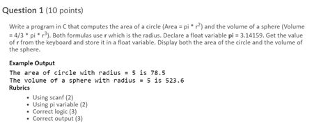 Solved Question 1 10 Points Write A Program In C That