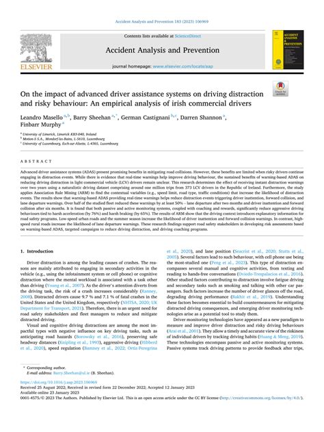 Pdf On The Impact Of Advanced Driver Assistance Systems On Driving