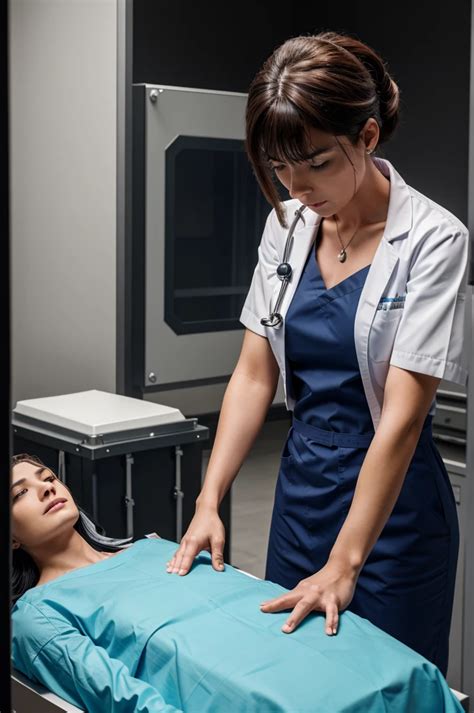 A Female Doctor Doing Autopsy In A Mortuary To A Male Seaart Ai
