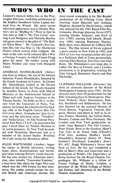 Breaking The Code Broadway Neil Simon Theatre 1987 Playbill