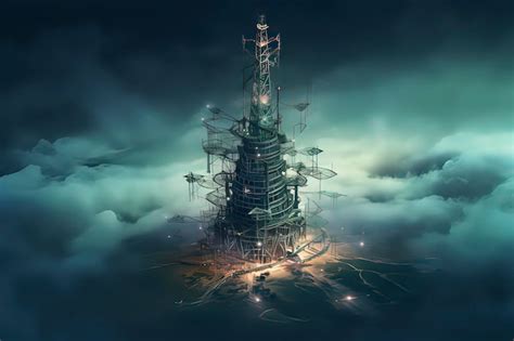Premium Ai Image Base Station Signal Towers In Cities Ai Technology Generated Image