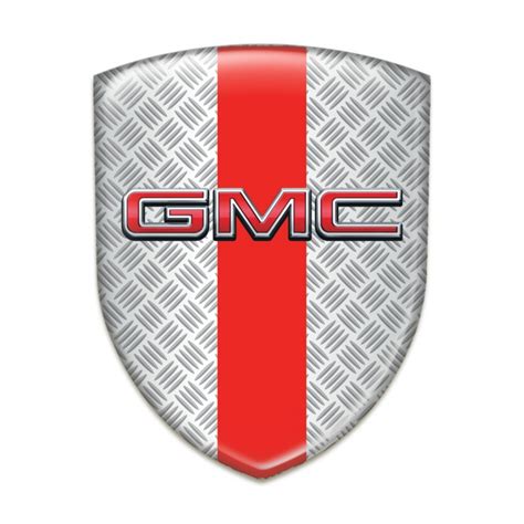 Gmc 3d Gel Emblem Mesh Effect With Red Band And 3d Logo Domed Emblems