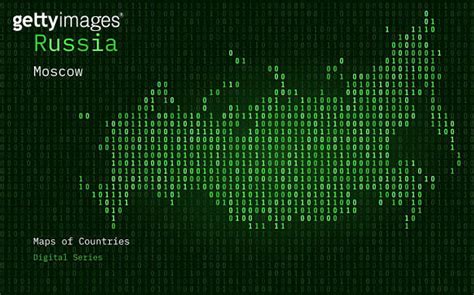 Russia Green Map Shown In Binary Code Pattern Matrix Numbers Zero