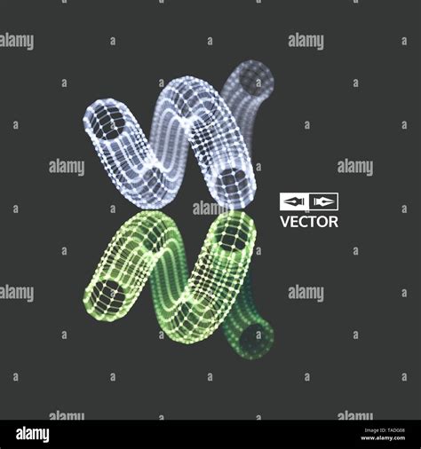 Spiral 3d Vector Wireframe Object Illustration With Connected Lines And Dots Abstract Grid