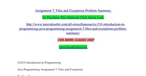 Assignment 7 Files And Exceptions Problem Summary By Mcclune Issuu