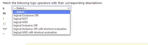 Solved Match The Following Logic Operators With Their Chegg Com