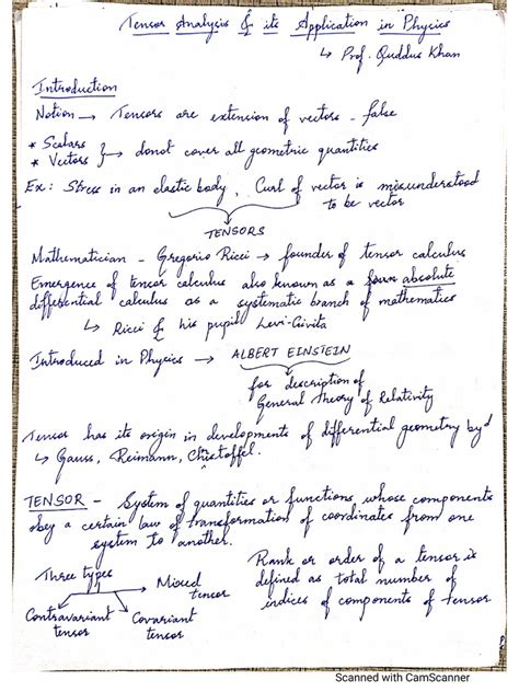 tensor written notes pdf