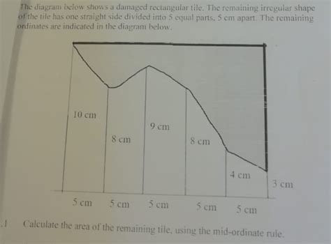 Solved The Diagram Below Shows A Damaged Rectangular Tile The Remaining Irregular Shape Of The