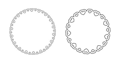 하트 패턴 세트가 있는 둥근 가리비 프레임 파스텔 귀여운 발렌타인 프레임 테두리 가리비에 대한 스톡 벡터 아트 및 기타 이미지 가리비 가장자리 개체 그룹 Istock