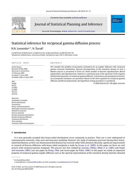 pdf statistical inference for reciprocal gamma diffusion process