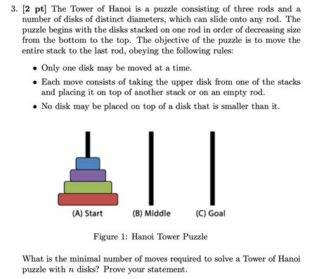 Solved 3 2 Pt The Tower Of Hanoi Is A Puzzle Consisting