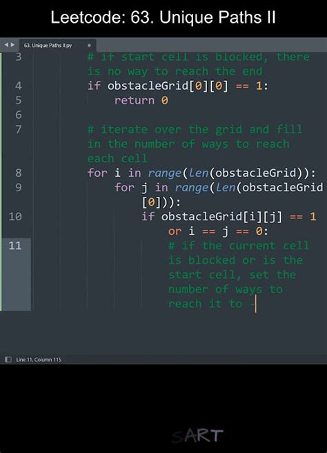 Leetcode 63 Unique Paths Ii In Python Python Leetcode Python Coding Tutorial Python Code