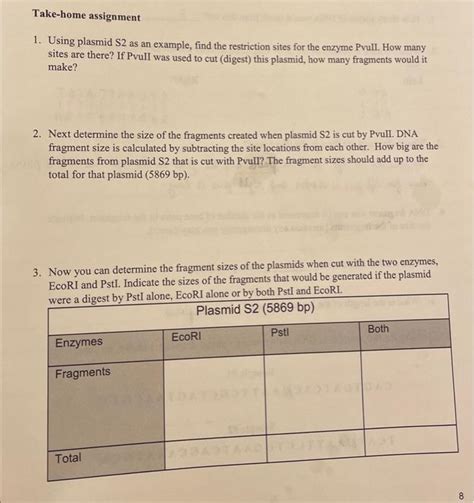 Solved Plasmid S2Take Home Assignment 1 Using Plasmid S2 As Chegg Com