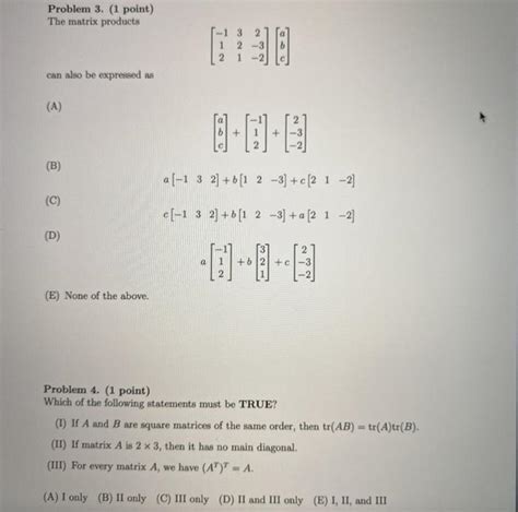 solved problem 1 1 point let a and b be square matrices