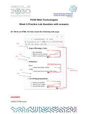 Lab Model Solution Pdf IT Web Technologies Week Practice Lab Question With Answers Q