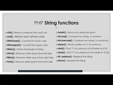 String Functions In Php Built In String Functions YouTube