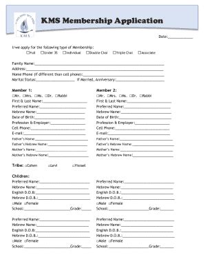 Fillable Online Kms Membership Application Fax Email Print PdfFiller