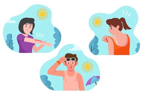 Free Vector Different People With A Sunburn Collection