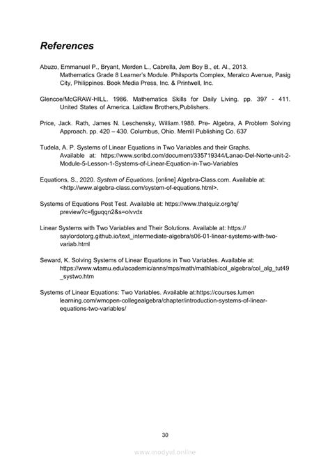Math 8 Module 16 Solving Systems Of Linear Equations In Two Variables