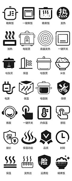 电商常用图标 源文件下载【酷图网】电商常用图标 电饭锅 电饭煲 小图标 米饭 客服 按钮 保温 一键开关 淘宝 指示标识 电商相关 设计 其他图标 标志图标 网页小图标 72dpi Psd