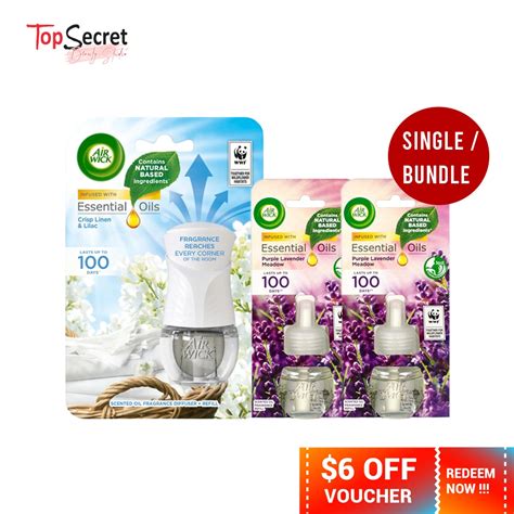 [value Bundle ] Air Wick Diffuser Kit Crisp Linen And Lilac 19ml Diffuser Refill Lavender 19ml