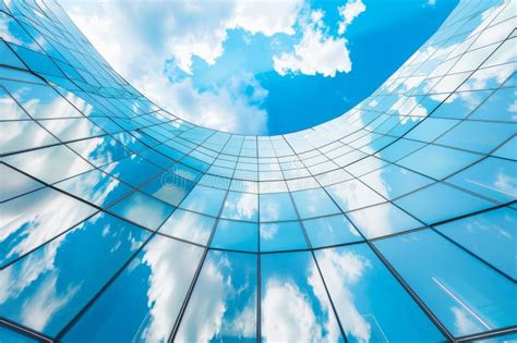 Modern Abstract Architecture Wave Shape Building Detail In Blue Sky