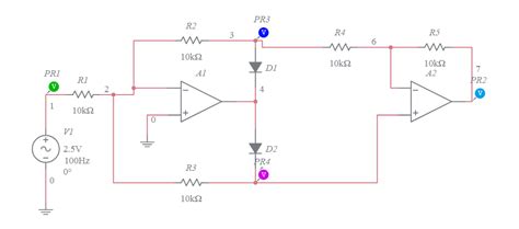 Full Wave Rectifier Using Opamp Multisim Live