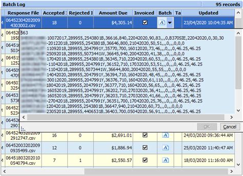 HearAid On Line Help Work Areas E Claims Batch Log