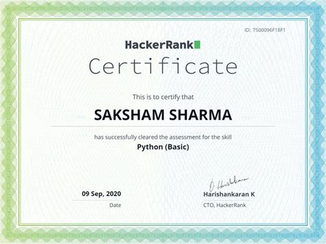 Saksham S On Linkedin Hackerrank Pythonprogramming