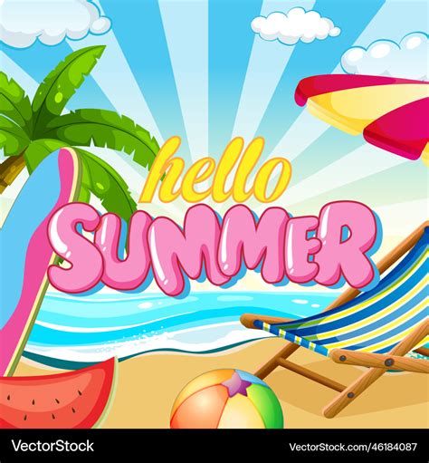 Hello summer banner template Royalty Free Vector Image